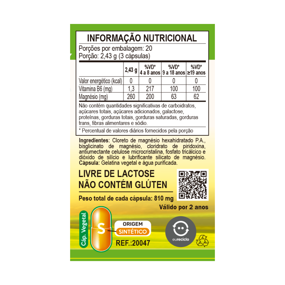 Cloreto De Magnésio P.A. + Vitamina B6 810 Mg Unilife 60 Cápsulas | Em - Empório & Cia Produtos ...