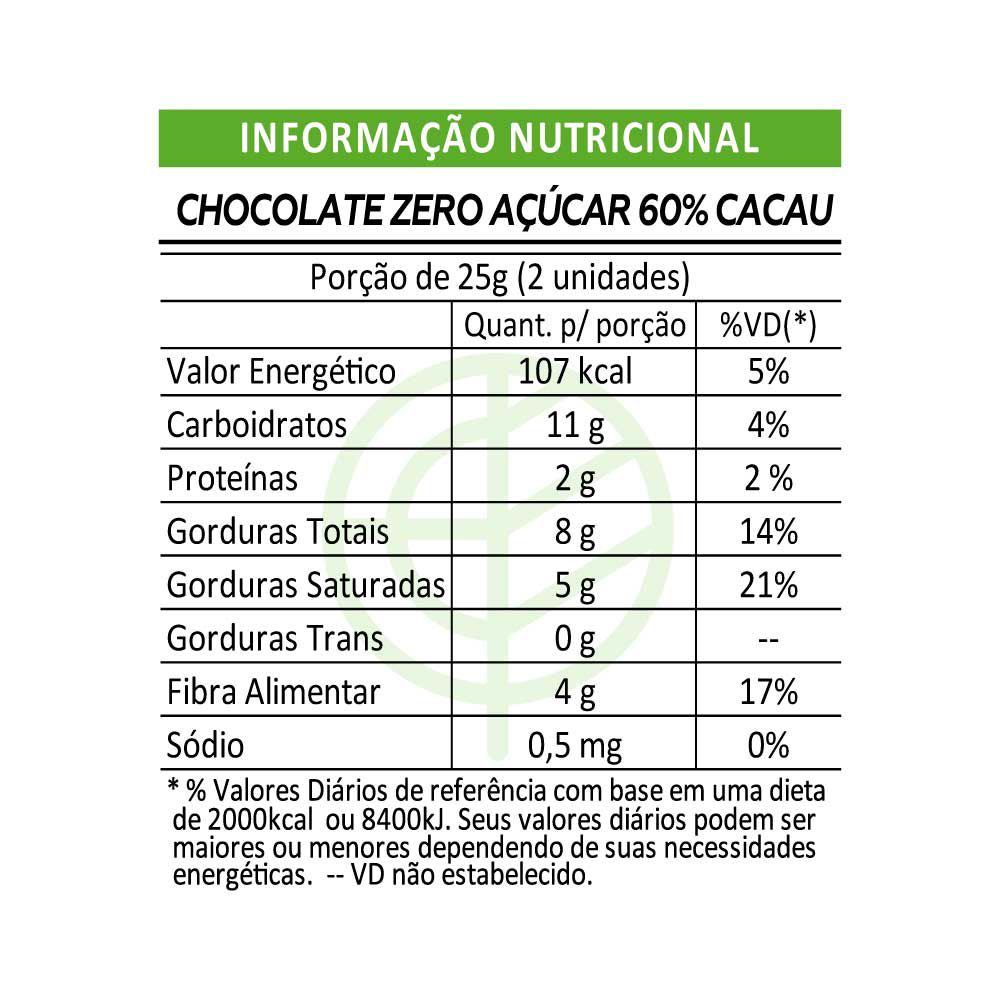 Chocolate Zero Açúcar 60% Cacau Pacote 1kg | Empório & Cia - Empório ...