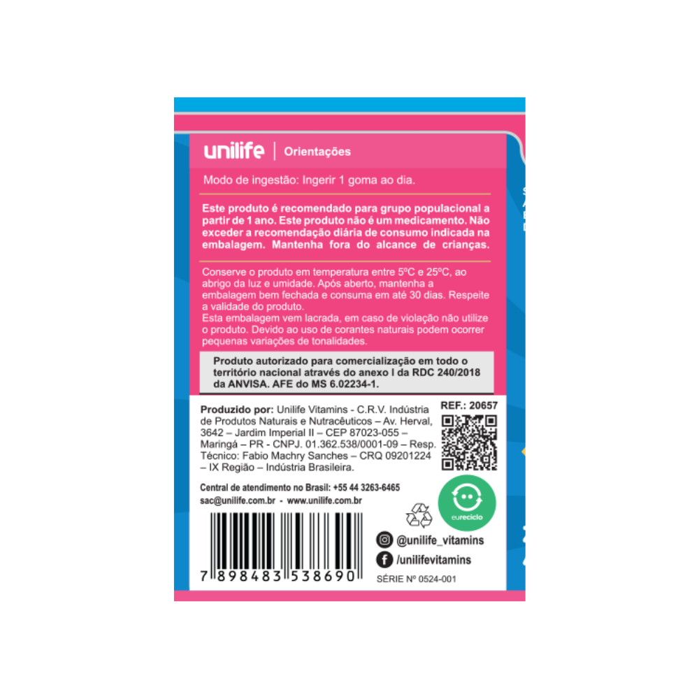 Bioviton Gummy Kids Ferro + C Unilife 30 Gomas - Empório & Cia Produtos ...