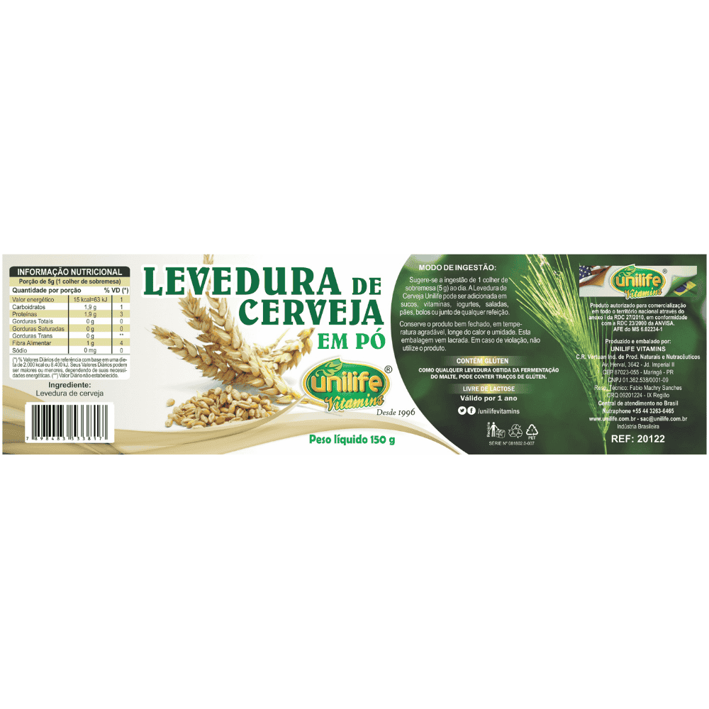 Levedura de Cerveja em pó Unilife 150g | Empório & Cia - Empório & Cia ...
