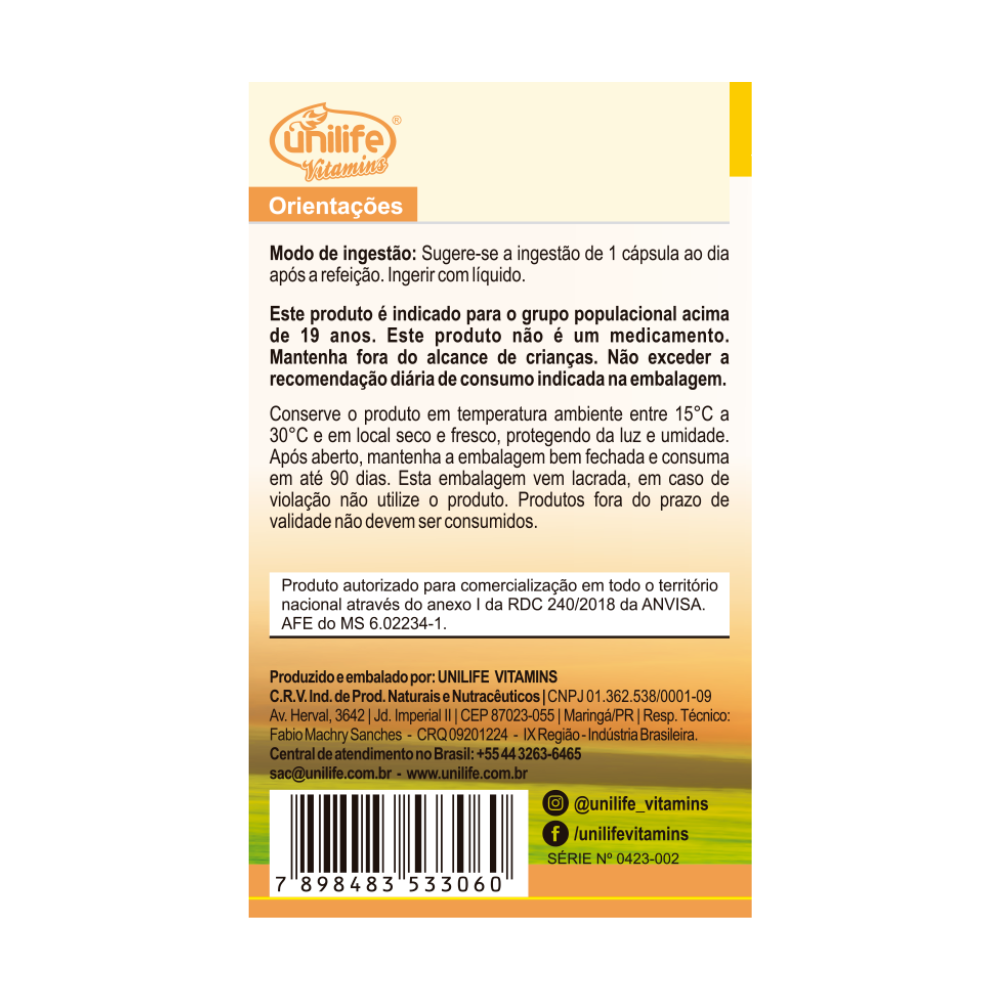 Vitamina D3 Colecalciferol 2000UI Unilife 60 Cápsulas | Empório & Cia ...