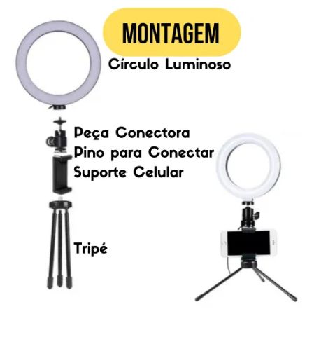 Ring Light Led Mesa Iluminador Pequena Tripé 6 Polegada 16cm - Loja ...