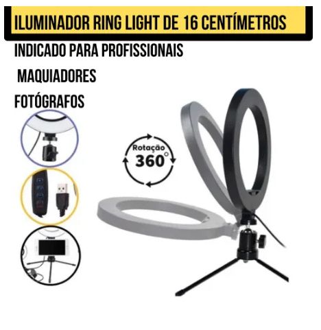 Ring Light Led Mesa Iluminador Pequena Tripé 6 Polegada 16cm - Loja ...