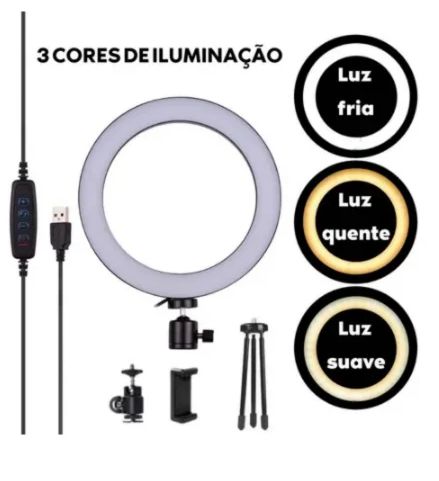 Ring Light Led Mesa Iluminador Pequena Tripé 6 Polegada 16cm - Loja ...