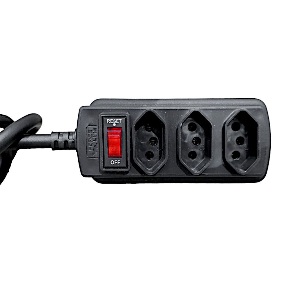 Filtro de linha 20A 3 Tomadas Disjuntor Rearmável ForceLine - GFTech Acessórios