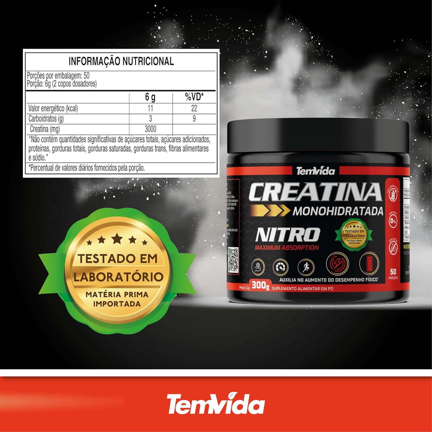 Creatina Pura Nitro Turbo Alta Absorção Laudo 300g Creatine Pure - Loja ...