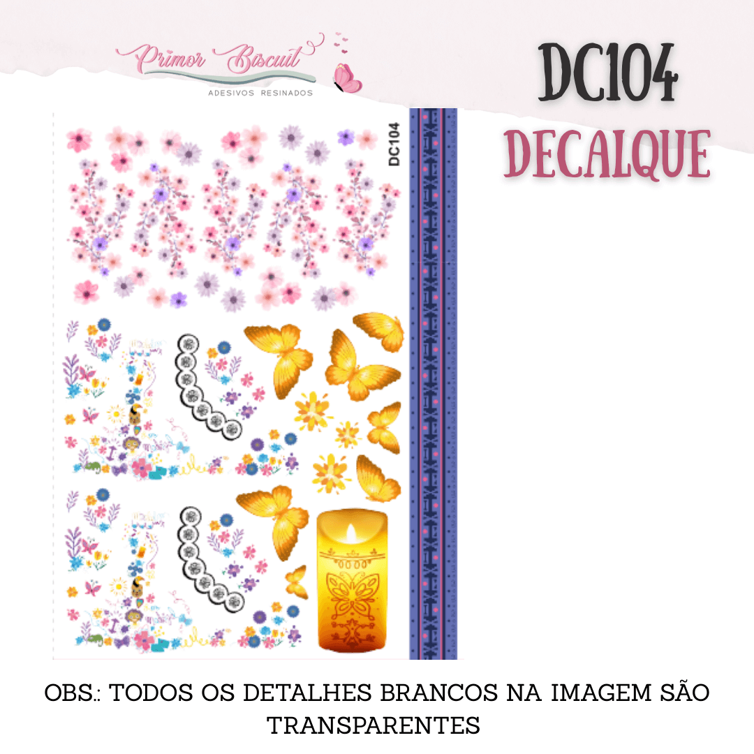 Decalque - DC104 - com Fundo Transparente - Primor Biscuit