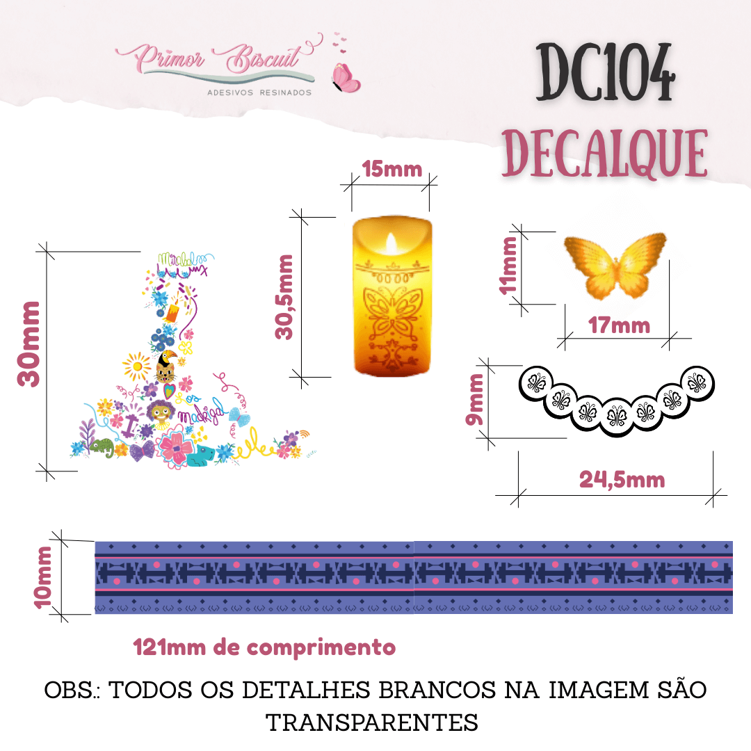 Decalque - DC104 - com Fundo Transparente - Primor Biscuit
