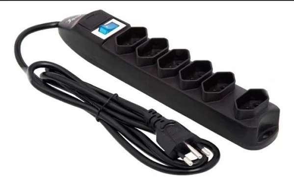 EXTENSAO ELETRICA 6 TOMADAS FILTRO LINHA FUSIVEL 1,5 MT COM BOTAO LIGA/DESLIGA KNUP SL7606 ...