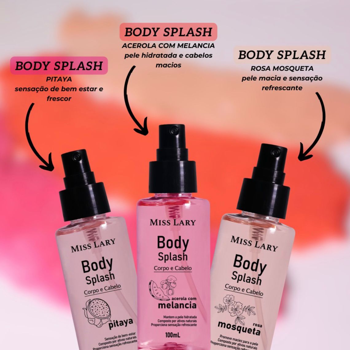 Body Splash Corpo e Cabelo Rosa Mosqueta - Miss Lary - Imagine Tudo Isso