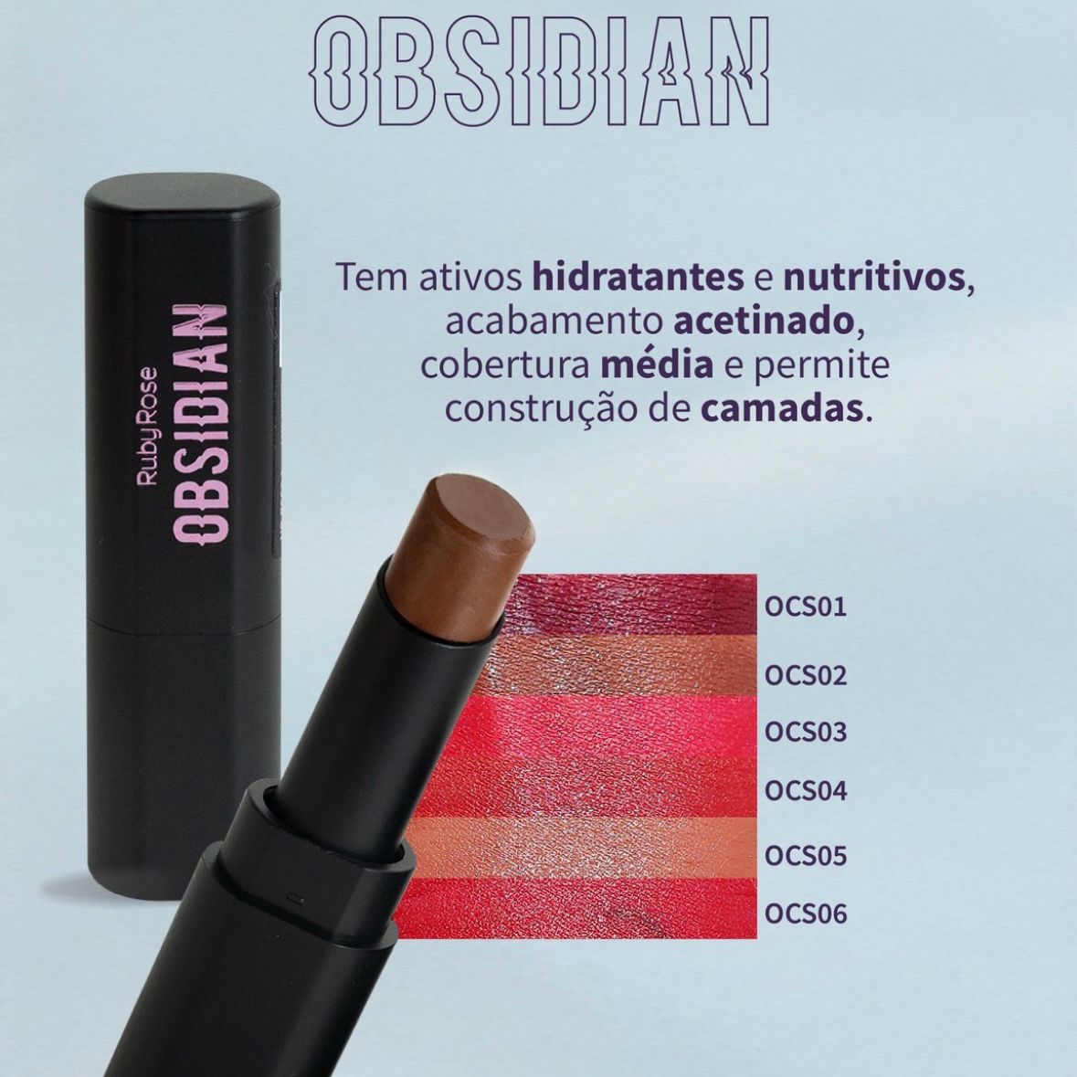Batom Cream Satin Obsidian (COR OCS04) - Ruby Rose - Imagine Tudo Isso