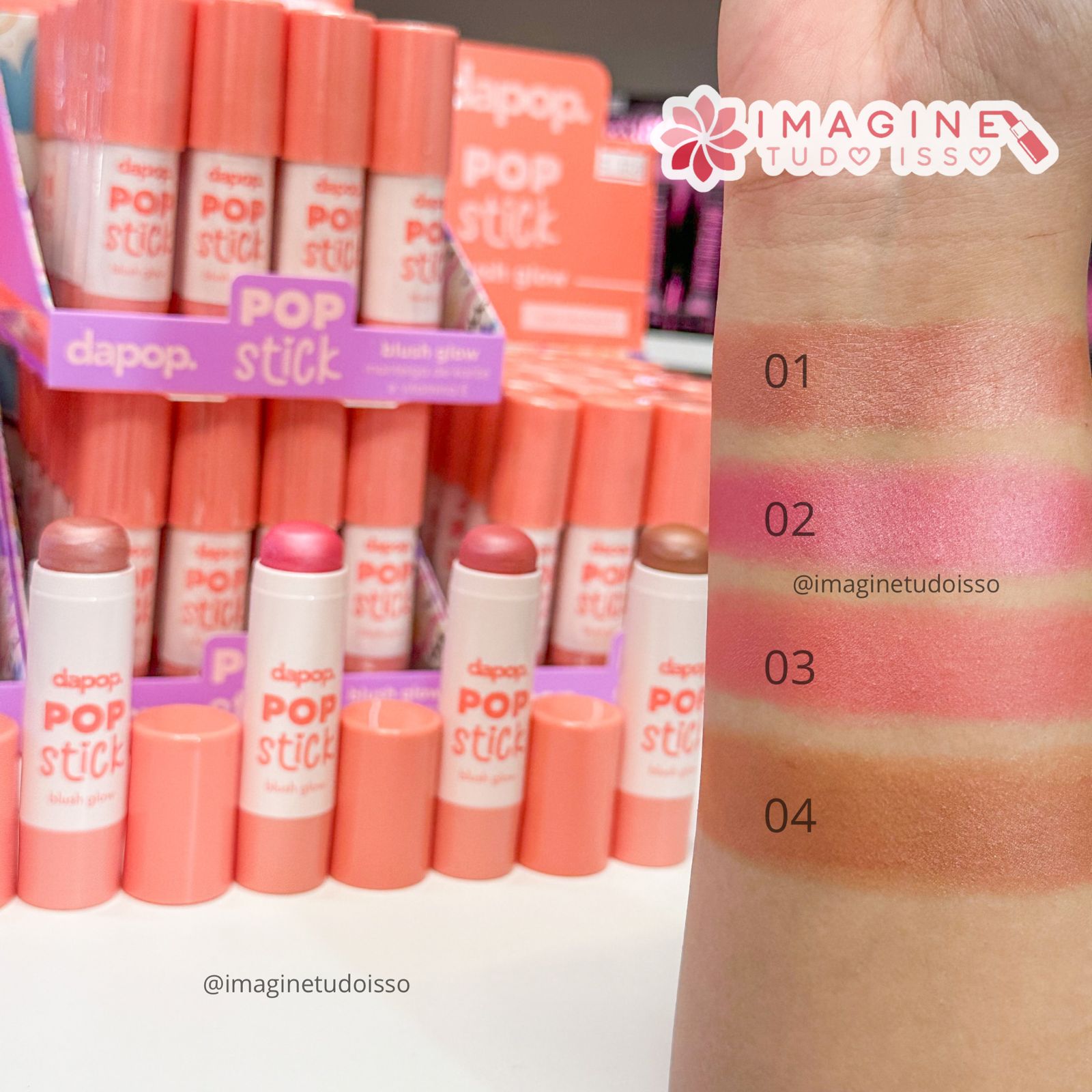Blush Glow Pop Stick (COR 04) - Dapop - Imagine Tudo Isso
