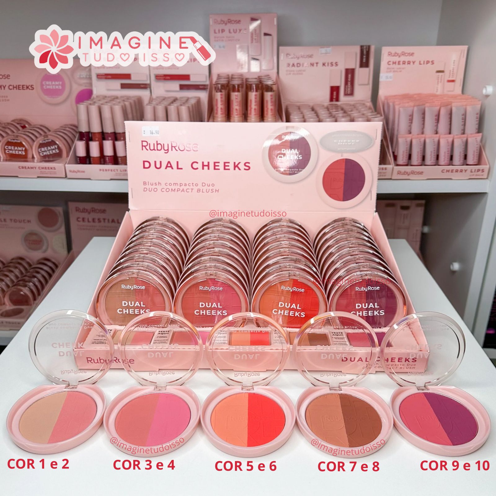 Blush Compacto Duo Dual Cheeks (COR 9 Rosewood e 10 Plum) - Ruby Rose - Imagine Tudo Isso