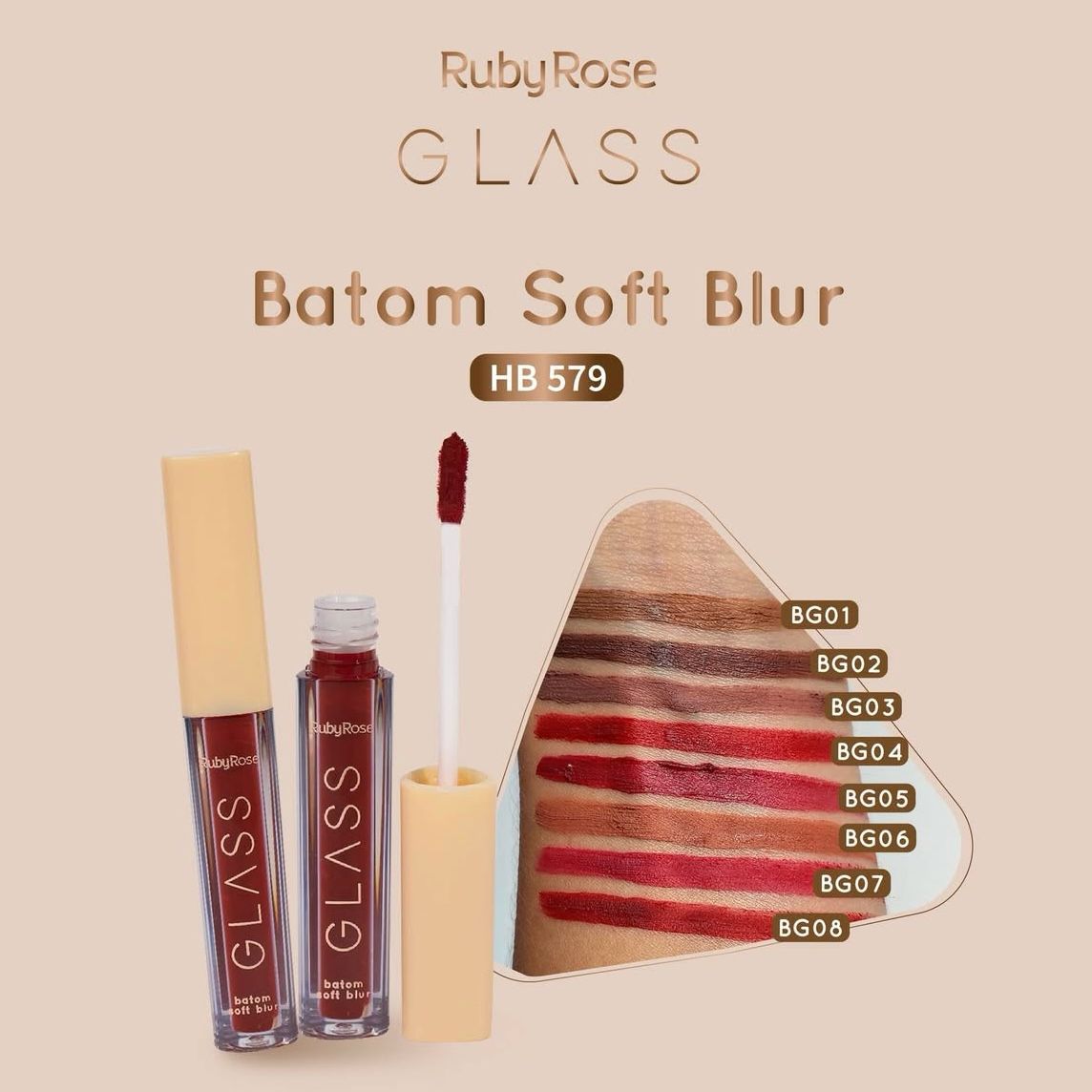 Batom Líquido Soft Blur Glass (COR BG01) - Ruby Rose - Imagine Tudo Isso