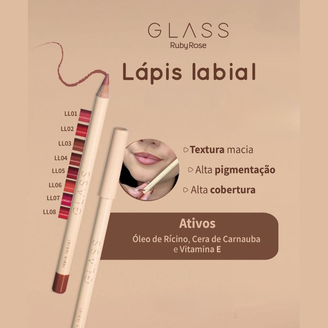 Lápis Labial Glass (COR LL03) - Ruby Rose - Imagine Tudo Isso