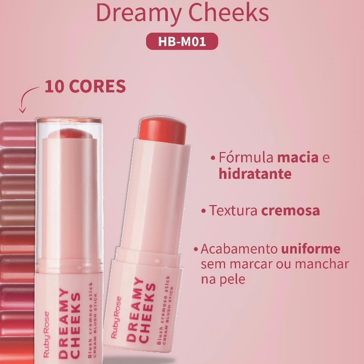 Blush Cremoso Stick Dreamy Cheeks (COR Soft Pink) - Ruby Rose - Imagine ...