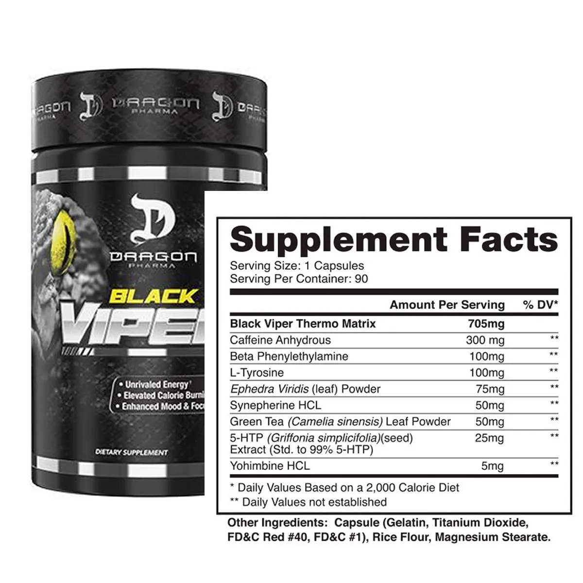 Black Viper 90 Cápsulas - Dragon Pharma - Fábrica de Atletas Suplementos