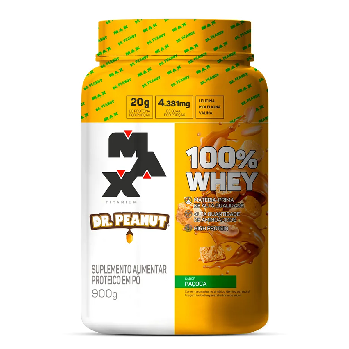 100% Whey Dr Peanut 900g - Max Titanium - Fábrica de Atletas Suplementos