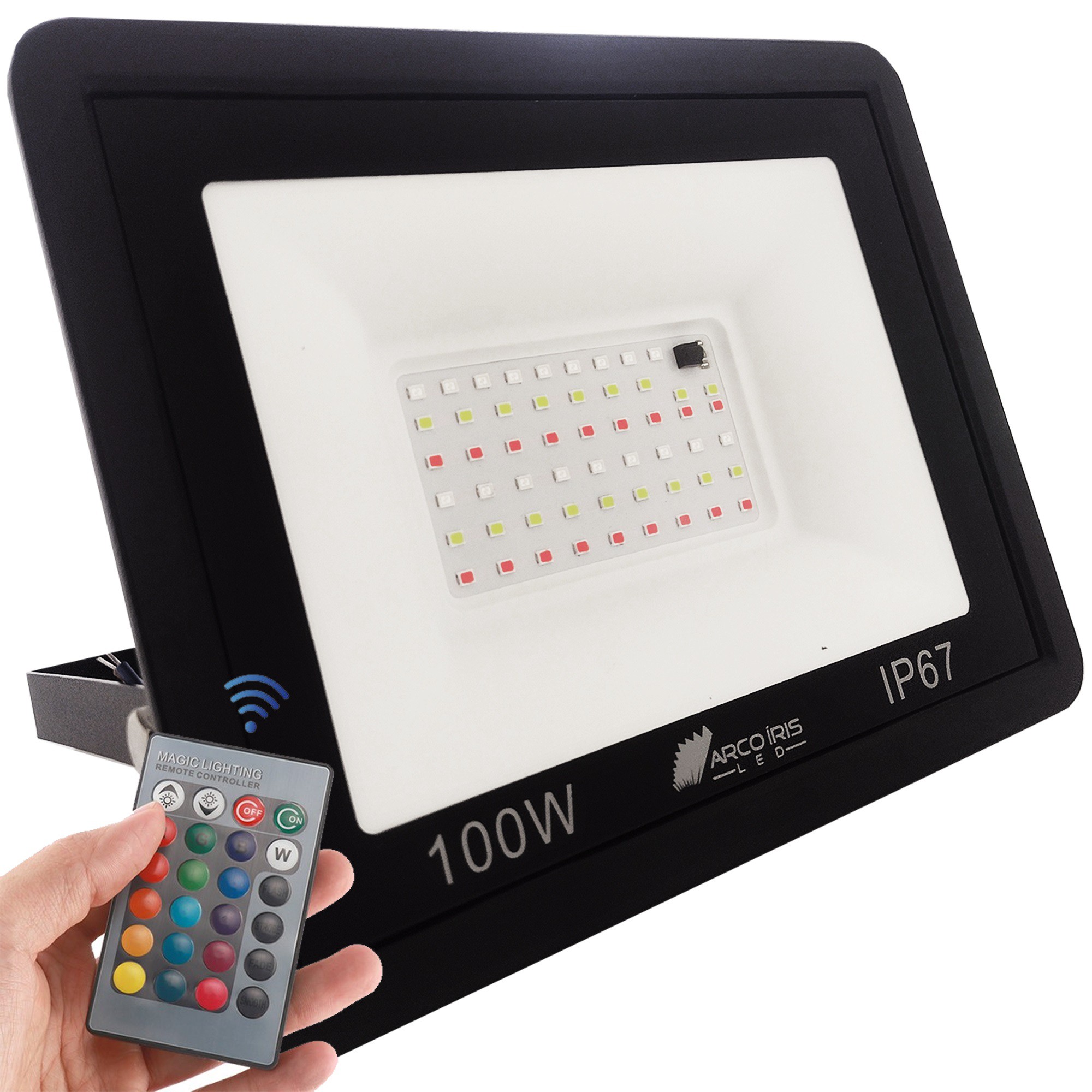 Refletor Led 100w Rgb Colorido IP67 Área Externa - 82574 - ARCO ÍRIS LED