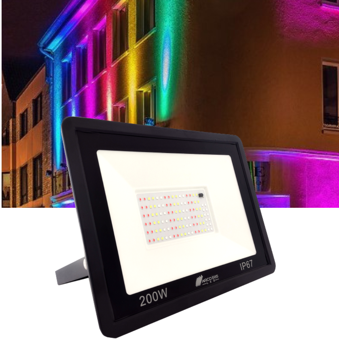 Kit 5 Refletor Led 200w Rgb Colorido C/Controle Ip67 - 82578 - ARCO ...