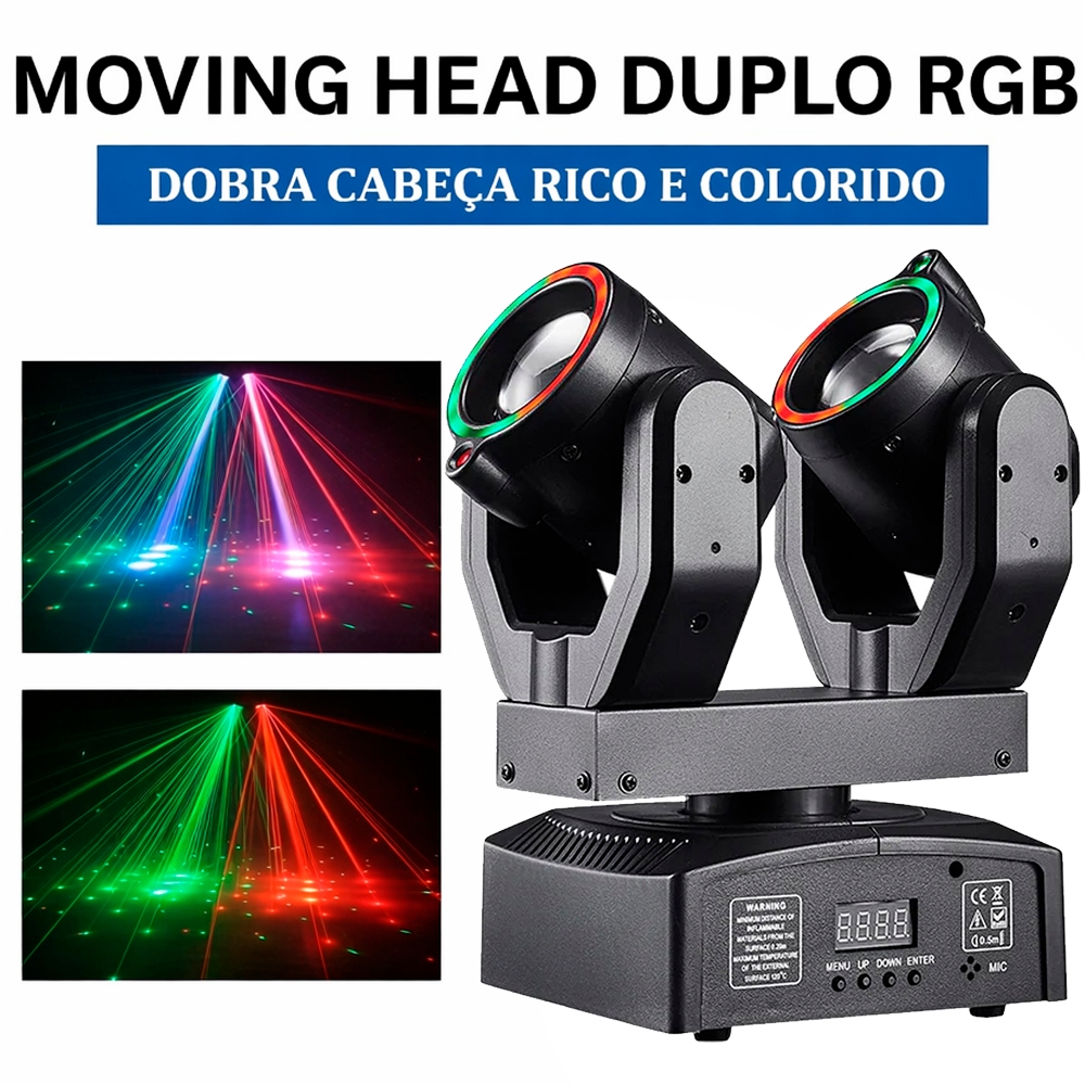 Moving Head Duplo Rgb 100w Cabeça Móvel Controle De Voz Dmx - 82495 ...