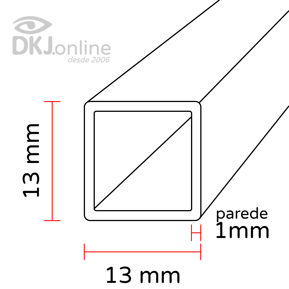 Perfil plástico tubo quadrado 13x13 mm em PS ou PVC diversas cores ...