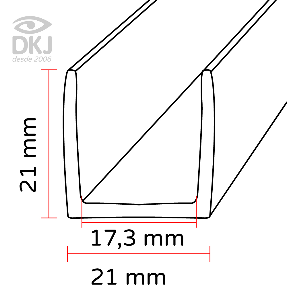Perfil plástico U 21x21 mm em PS ou PVC diversas cores - DKJ ® a loja ...