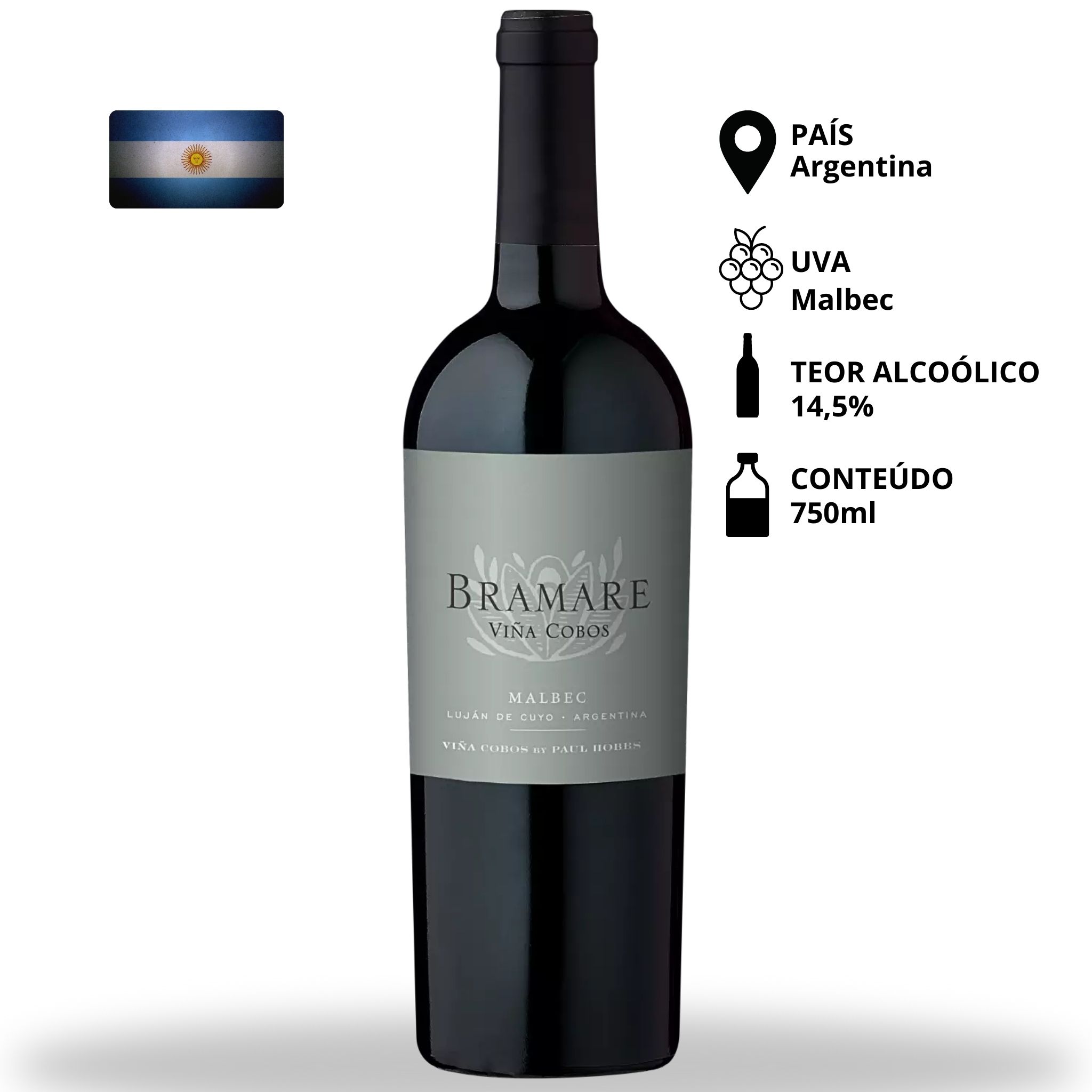 VINHO ARG. BRAMARE MALBEC 750ML - Wine Mônaco - Vinhos e Bebidas Especiais