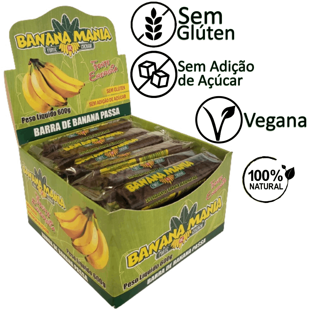 Bananinha Natural Zero Açúcar Sem Glúten Vegana Barrinha de Banana ...