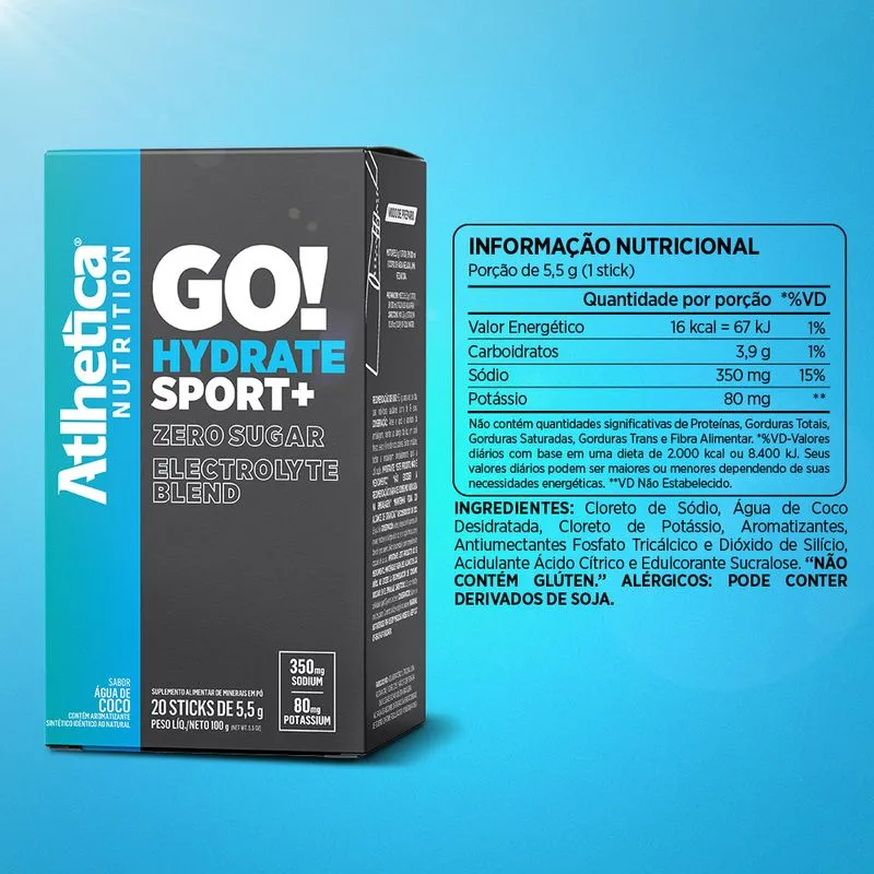 Go! Hydrate Sport+ (20 Sticks de 5,5g) - Athletica - Loja Pro Fitness