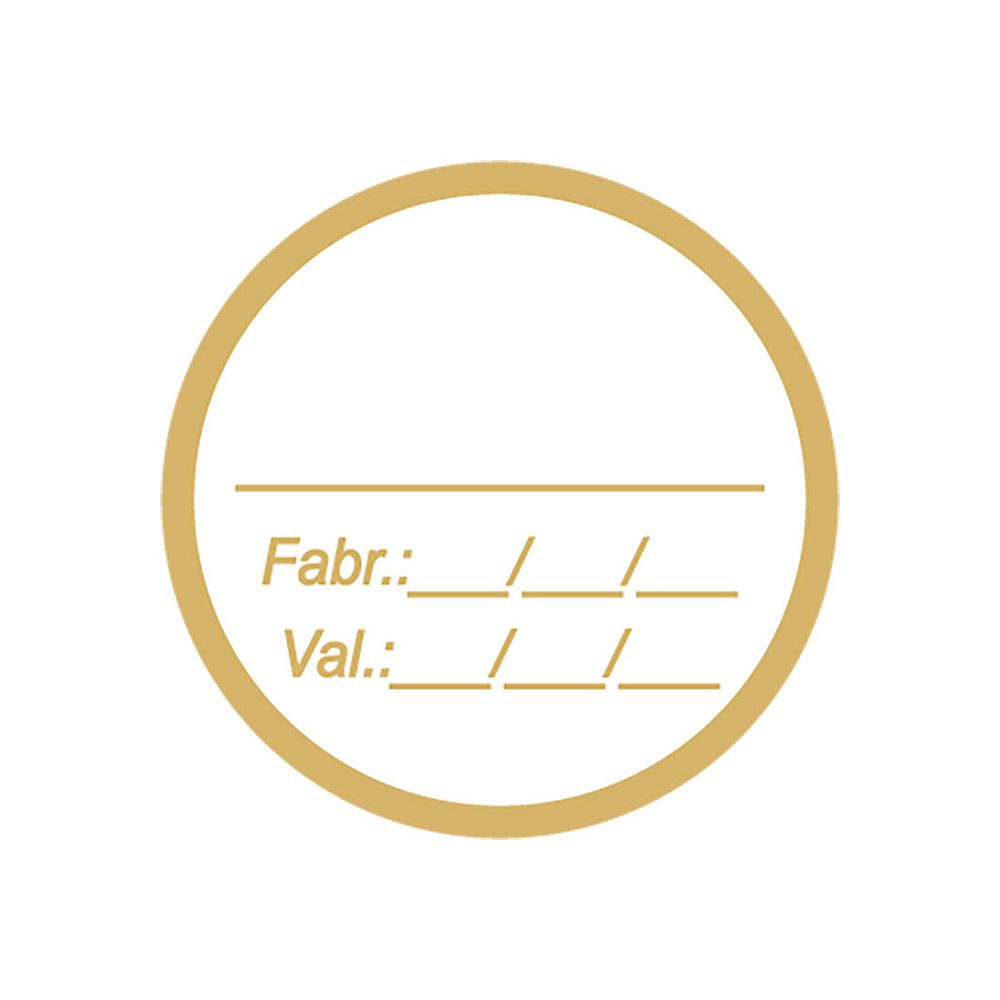 Etiqueta Fabricação/Validade Redondo Ouro C/100 Uni Carber - FestCakes