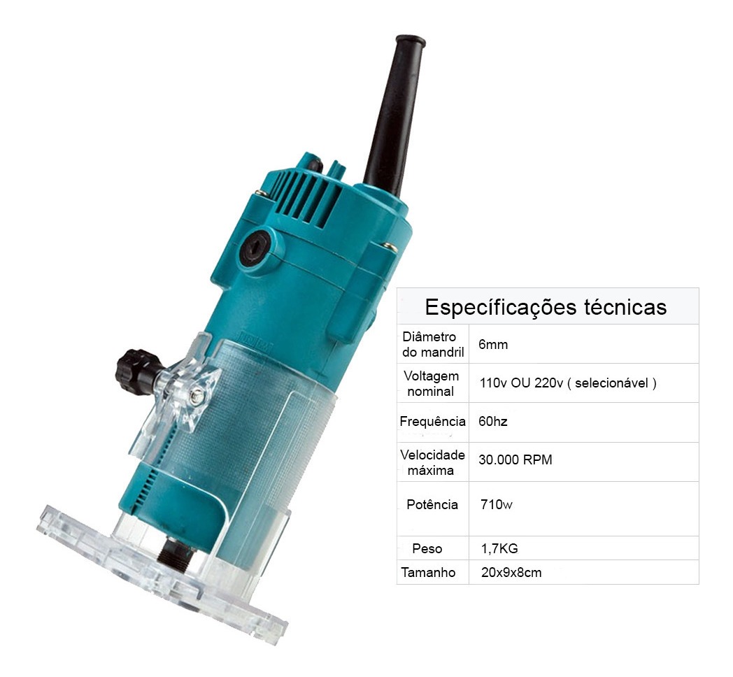 Tupia Manual Lâminadora Elétrica Com Guia Corte 710w Tssaper - Goldmania