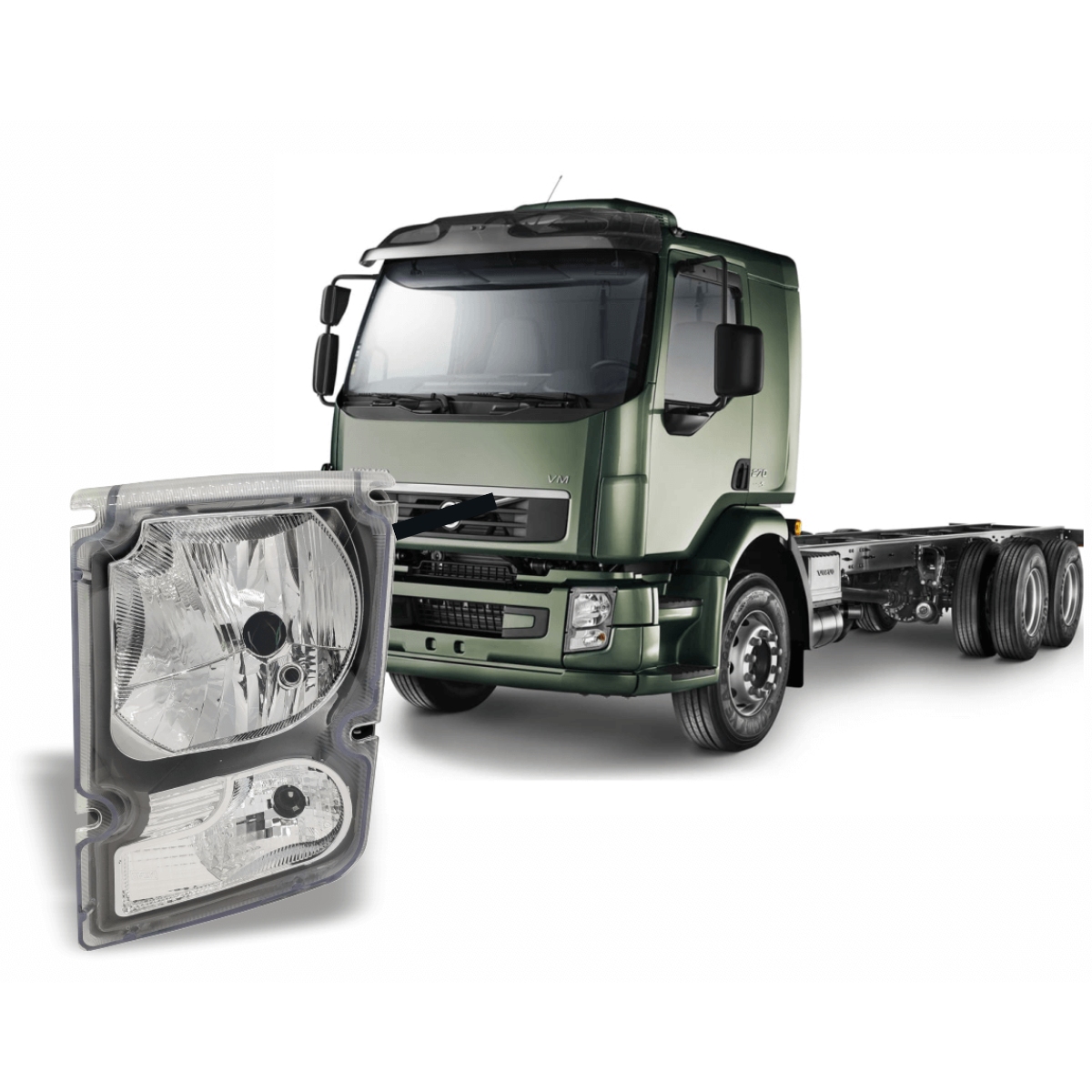 Par Farol Dianteiro Compatível Volvo Vm 260 310 220 270 330 - Force ...