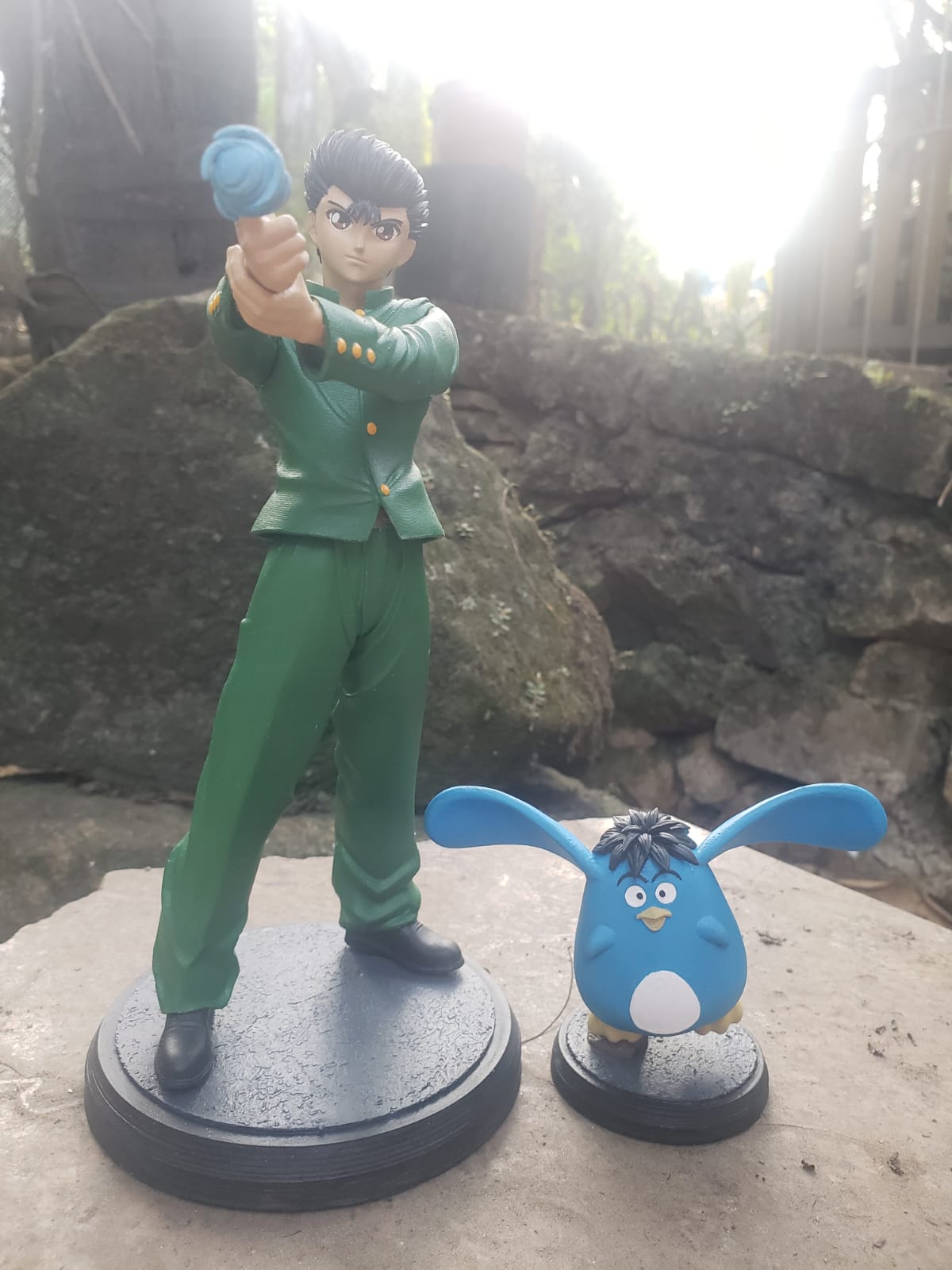 Estátua Yusuke Urameshi de Yu Yu Hakusho versão chibi e Pu - Print3D