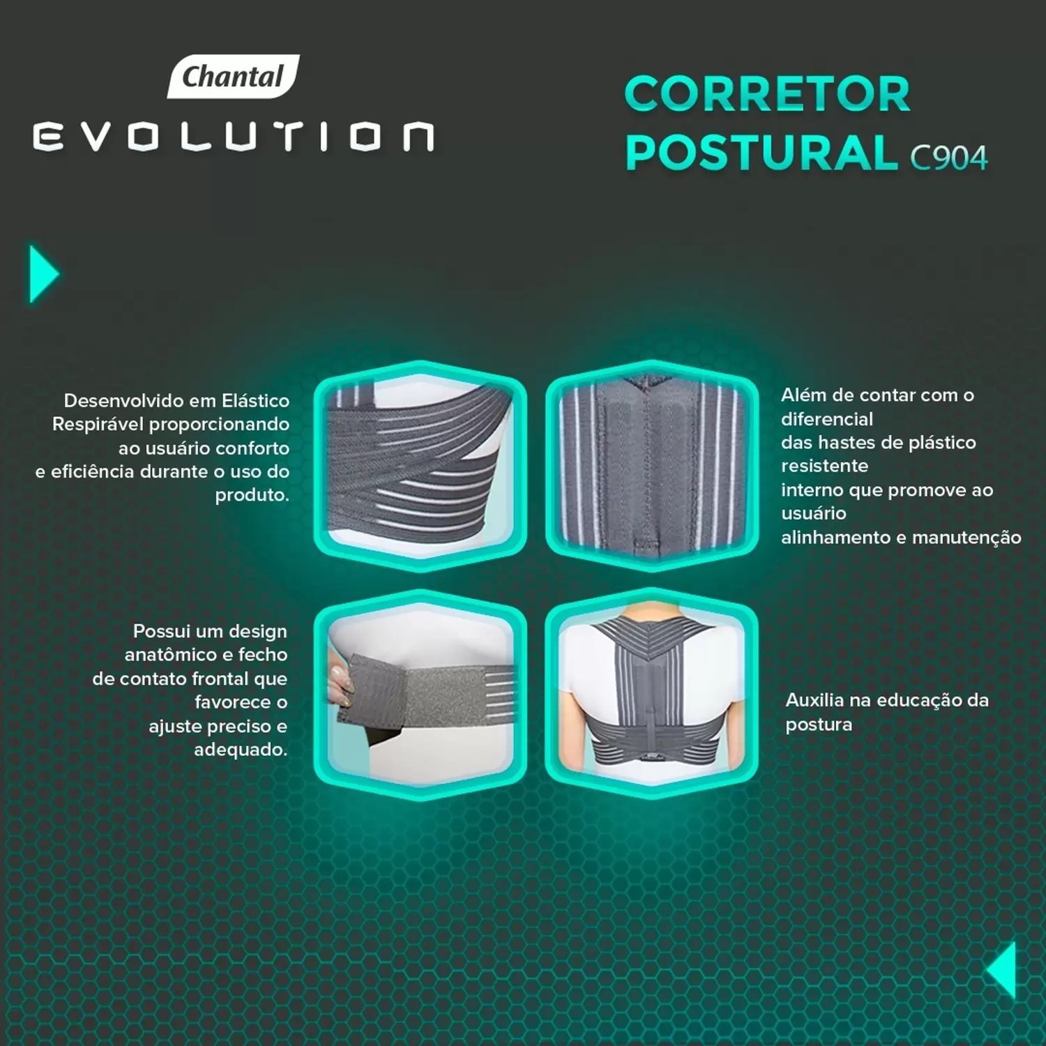 Educador Postural em Elástico Respirável Evolution Chantal - Sunnypé ...