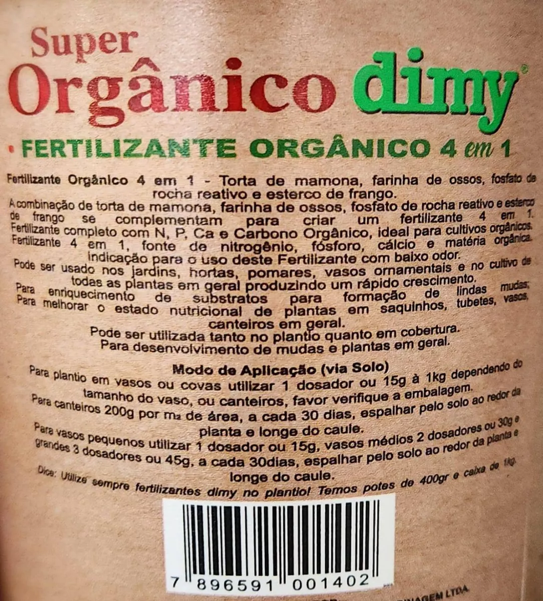 Fertilizante Super Orgânico Dimy 4 Em 1 Cx 1kg - Pestshop