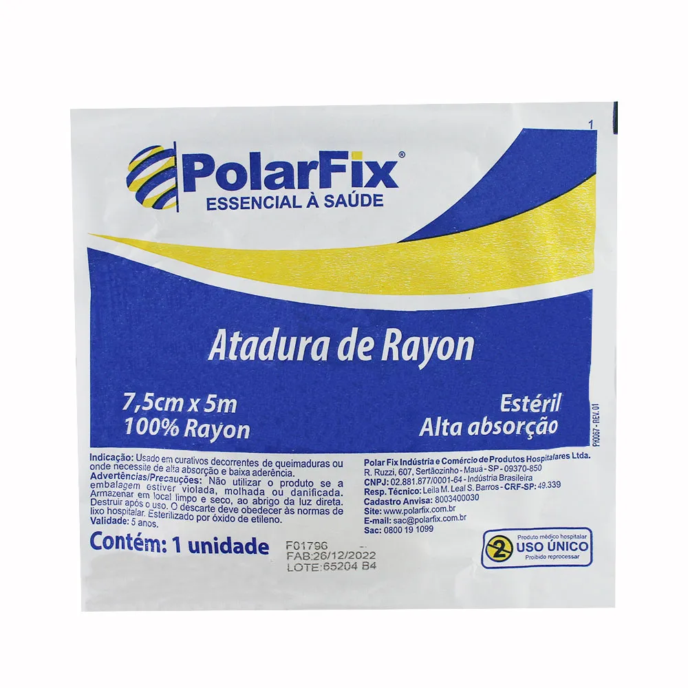 Atadura de Rayon 7,5cm X5m Polar Fix - Vita's Materiais Médicos