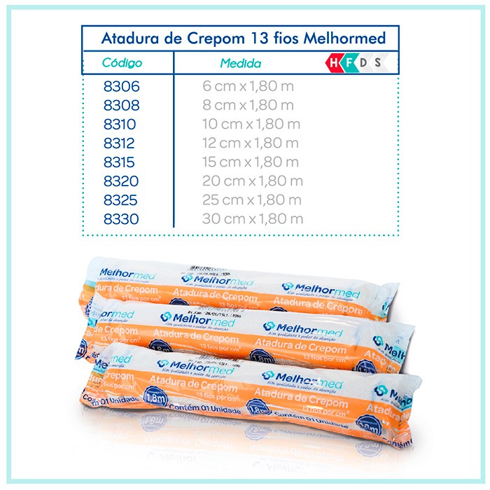 Atadura de Crepom 13 fios | MelhorMed - Vita's Materiais Médicos