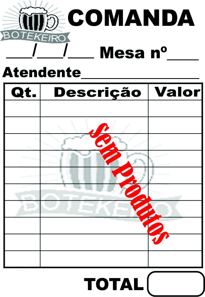 100 BLOCOS COMANDAS PERSONALIZADA COM 100 FOLHAS CADA 7x10 - Carneiro&Pinto