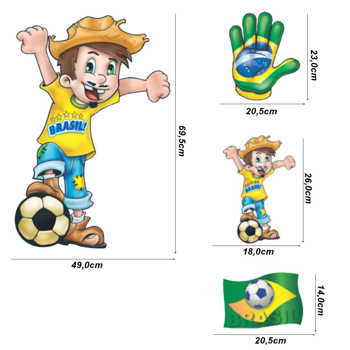 04 Enfeite Mural Boneco Caipira Futebol Brasil Copa do Mundo - DHS SHOP ...