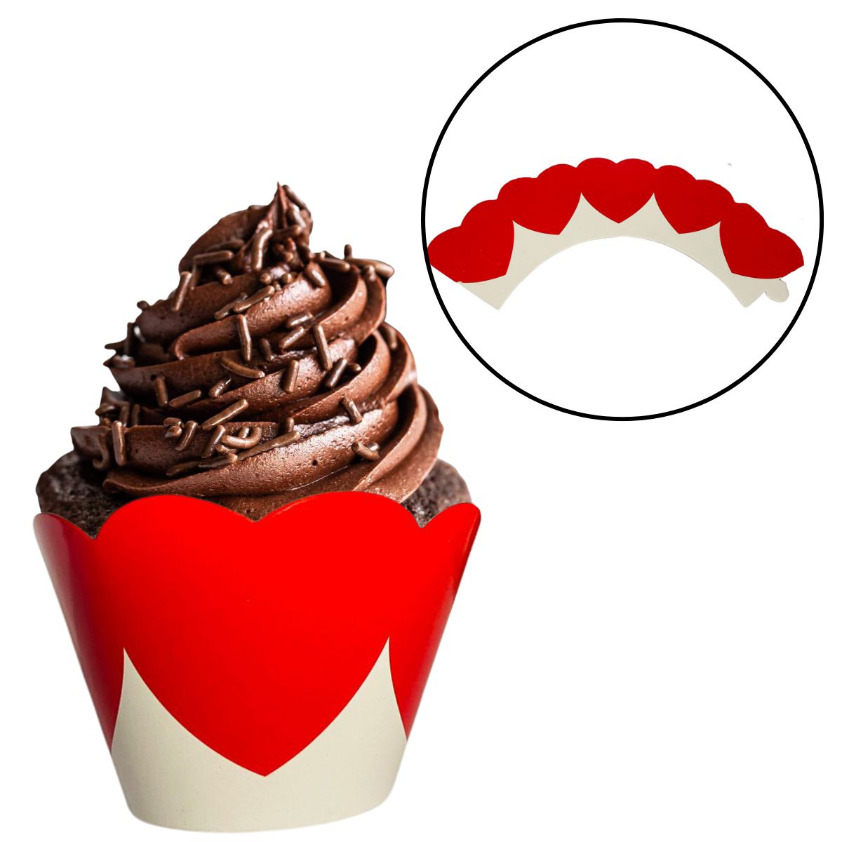 12 Forma Papel Cupcake Festa Coração Dia das Mães/ Namorados - DHS SHOP ...