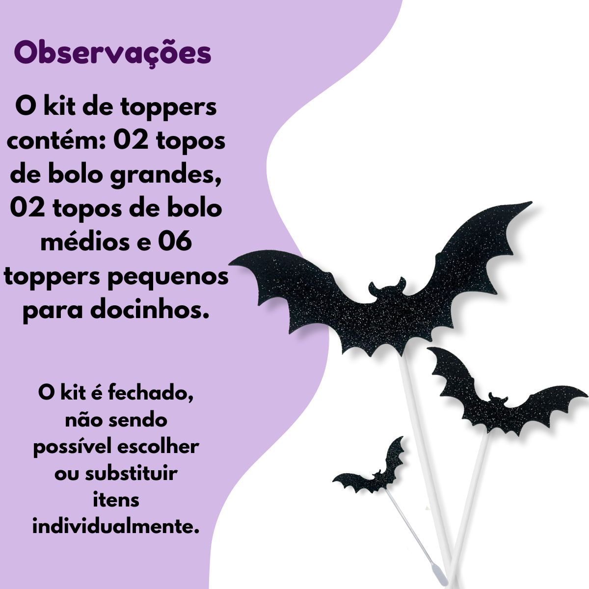 10 Topo Bolo Doce Morcego Festa Halloween Decoração Eva - DHS SHOP ...