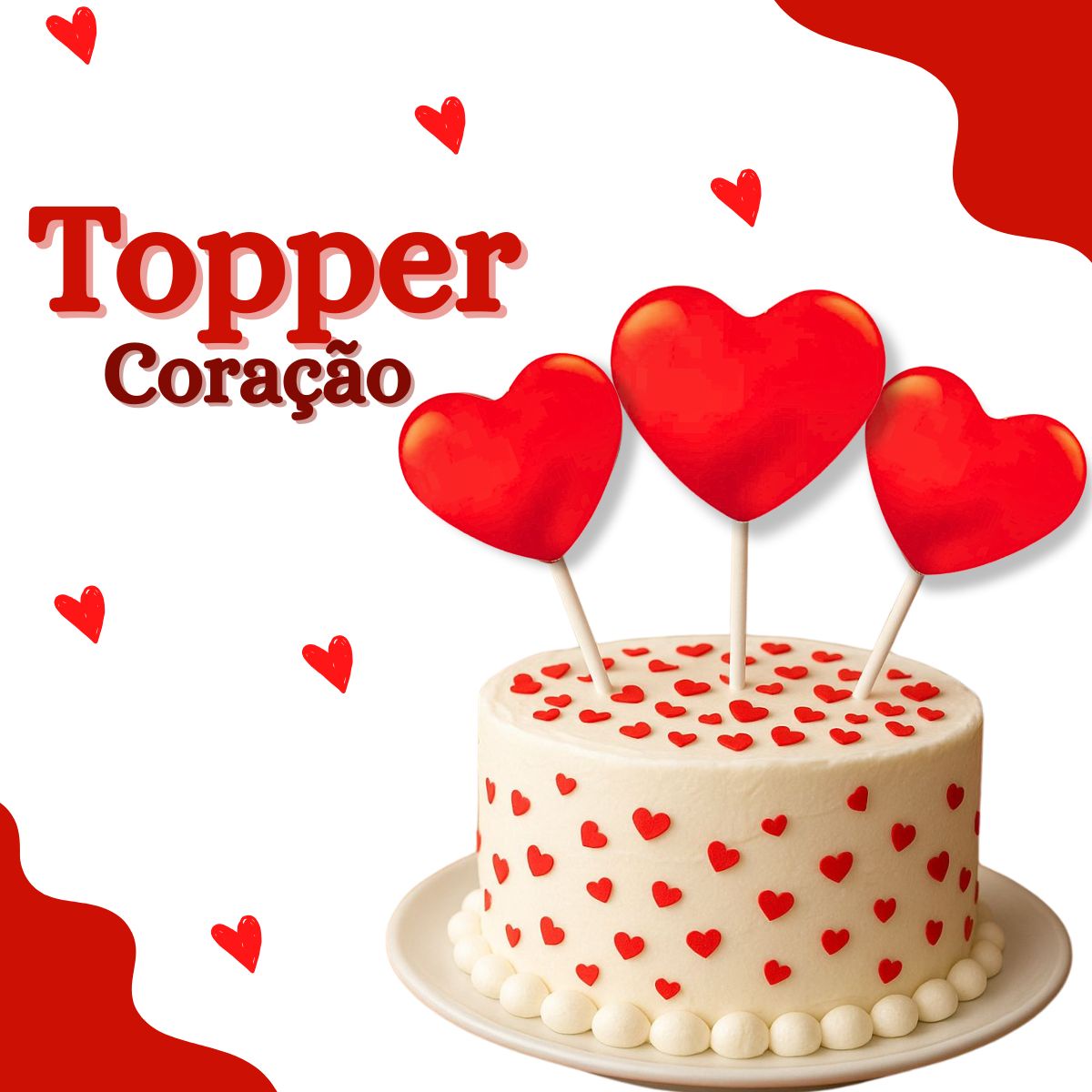 30 Enfeite Palito Coração Topo Bolo Festa Dia das Mães - DHS SHOP ...