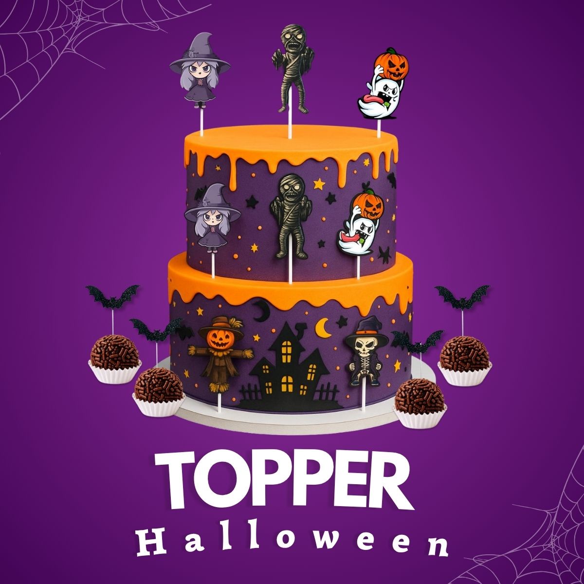 Kit 20 Palitos Halloween Topper Bolo e Doce Morcego/Sortidos - DHS SHOP ...