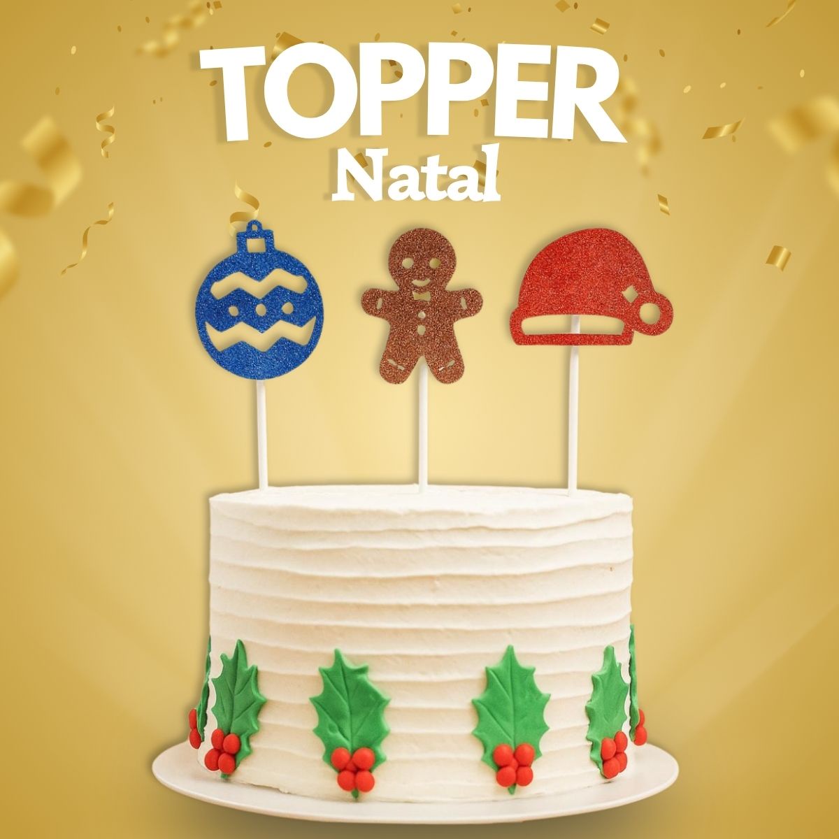 Kit 10 Enfeite Palito Natalino Topper Bolo Decoração Natal - DHS SHOP ...