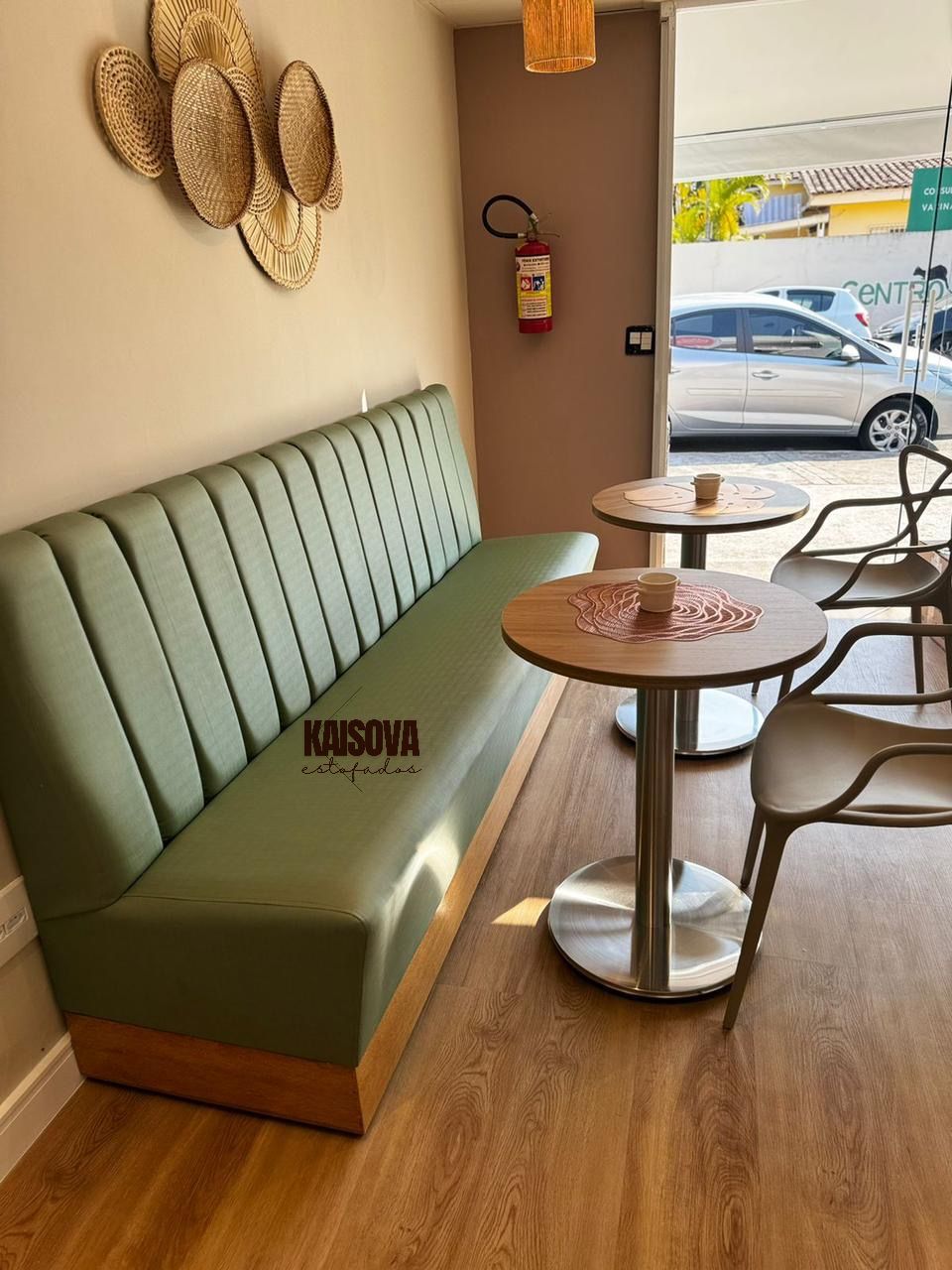 Sofá Booth 1,72m Sintético Cinza Chumbo Madeira Restaurantes Bares ...