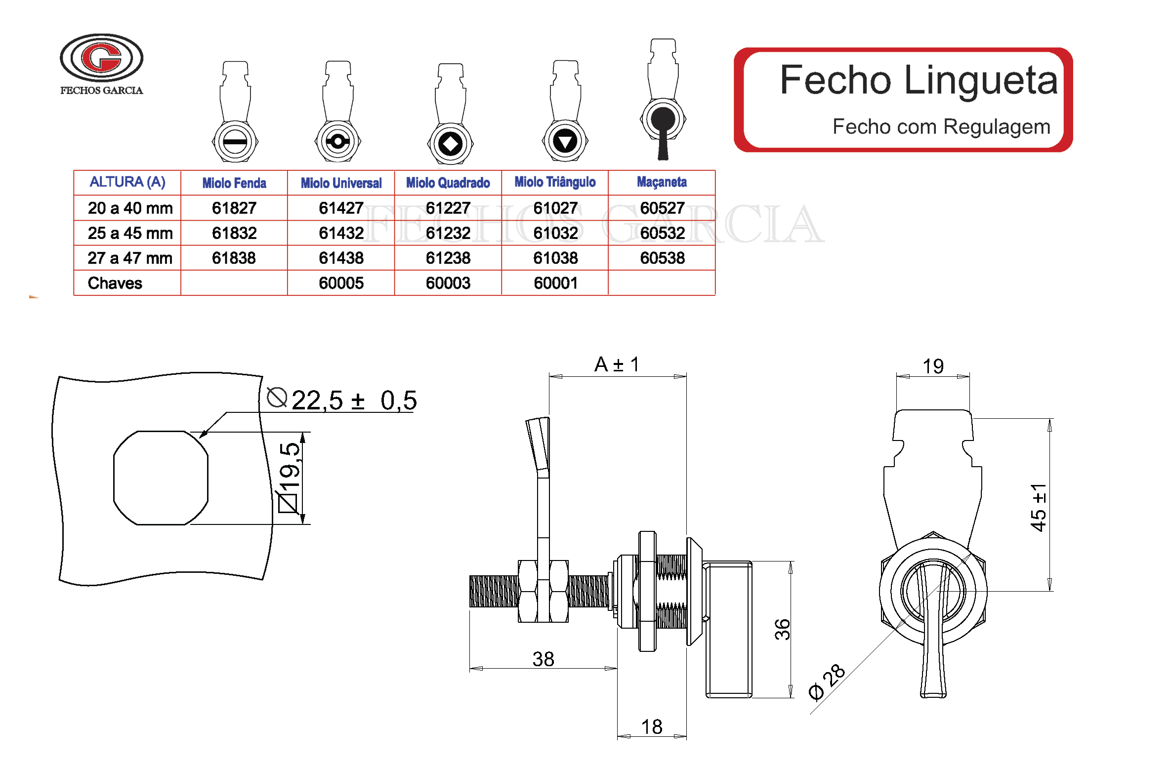 Fecho Lingueta com Regulagem - Fechos Garcia