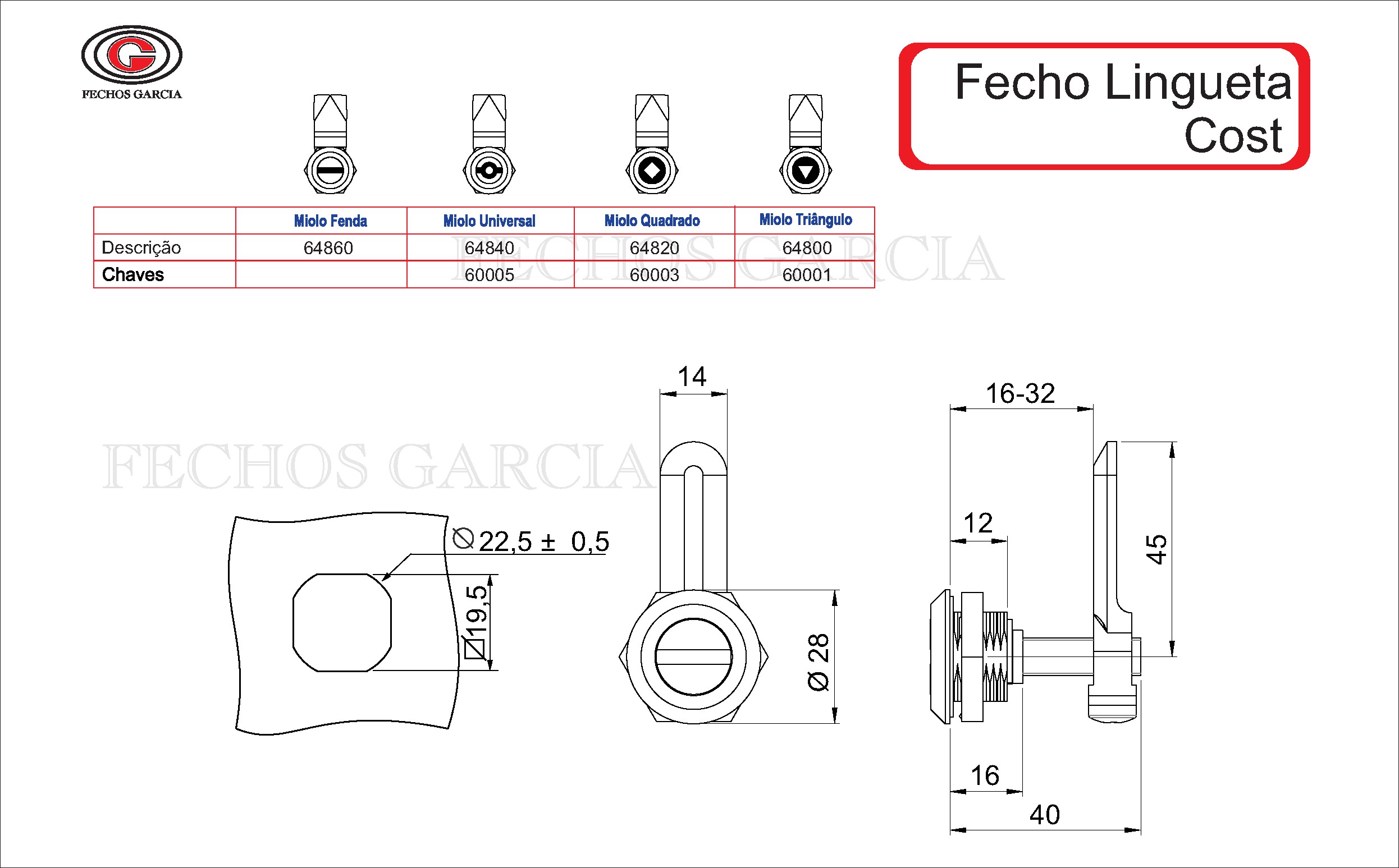 Fecho Lingueta Cost - Fechos Garcia