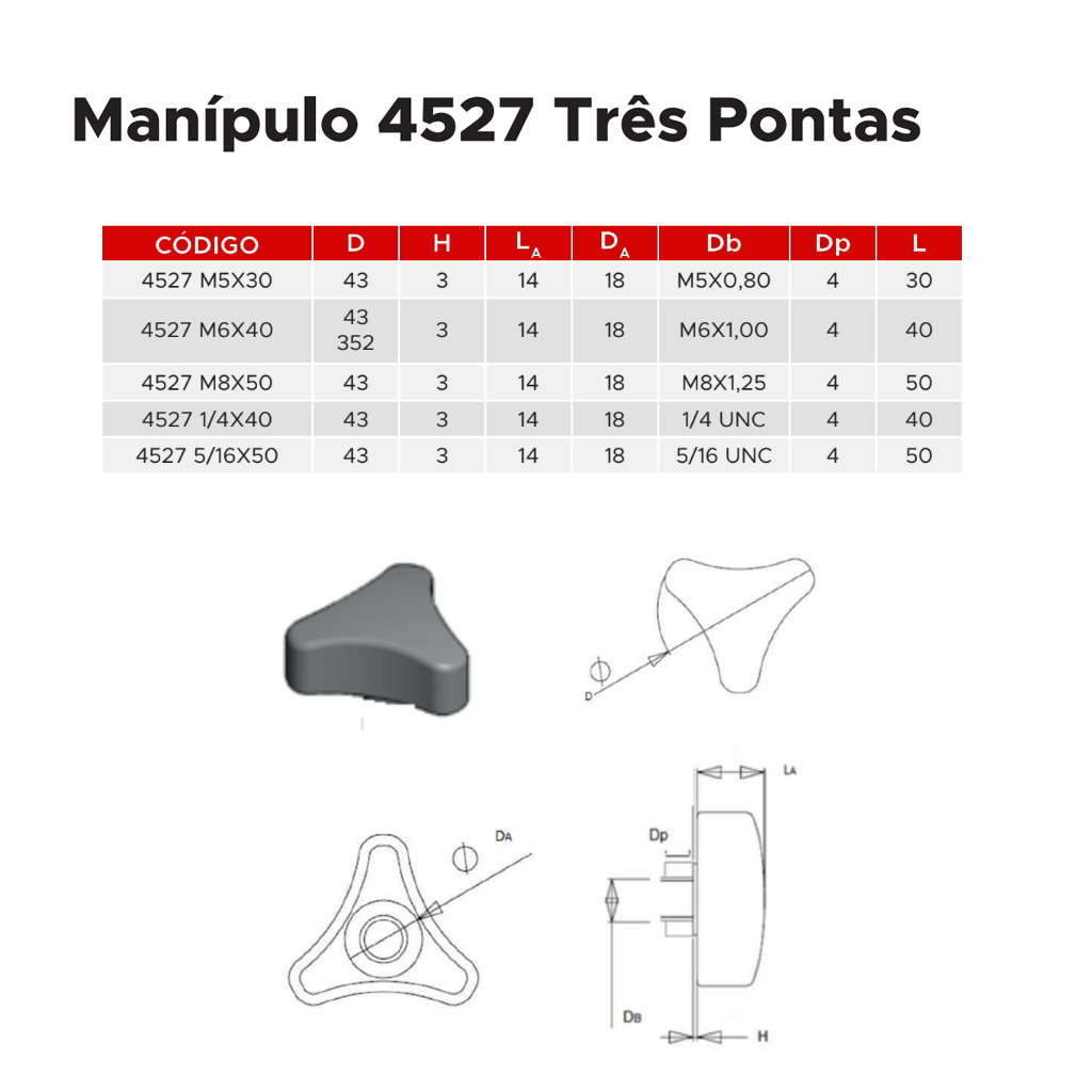 Manípulo 4527 Três Pontas Macho - Fechos Garcia