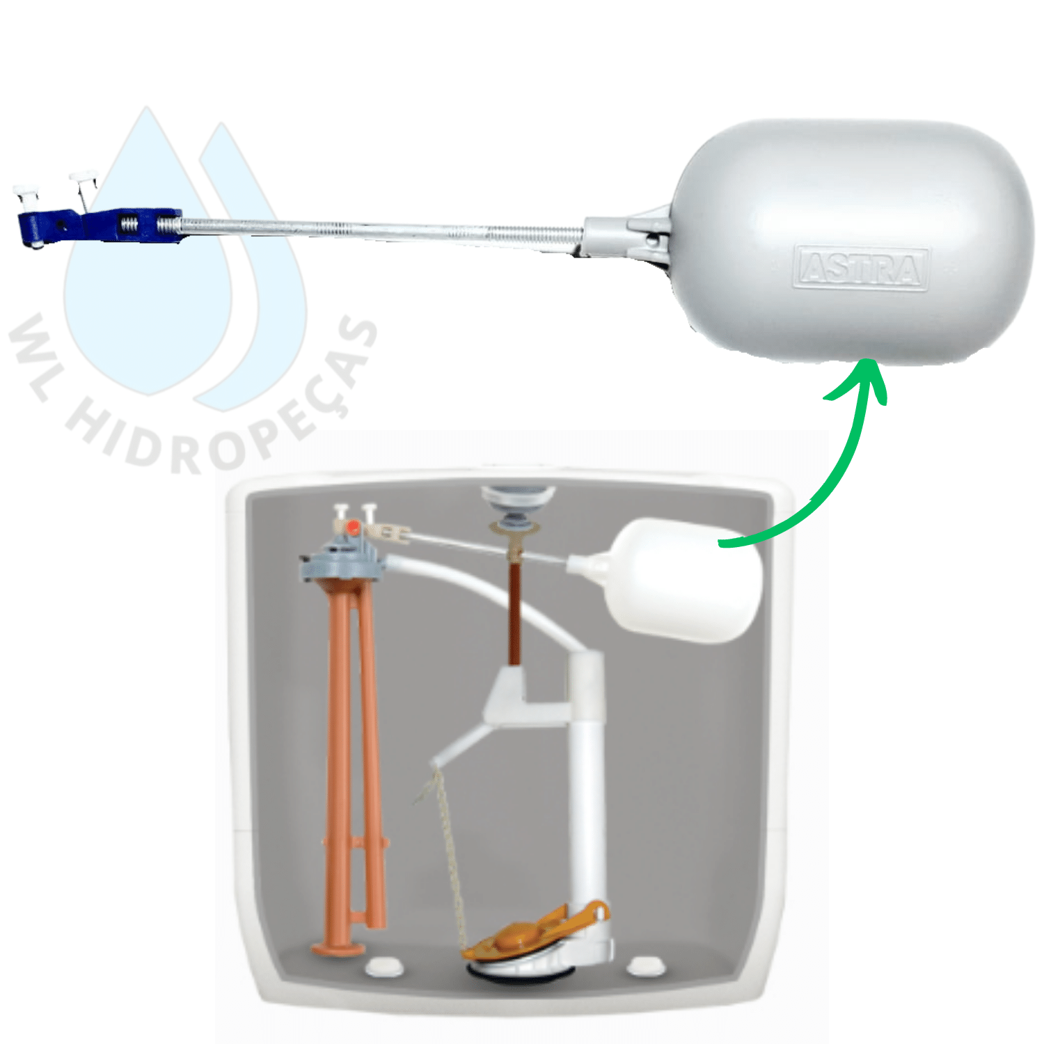 Boia para caixa de descarga de vaso sanitario acoplado - WL HIDROPEÇAS